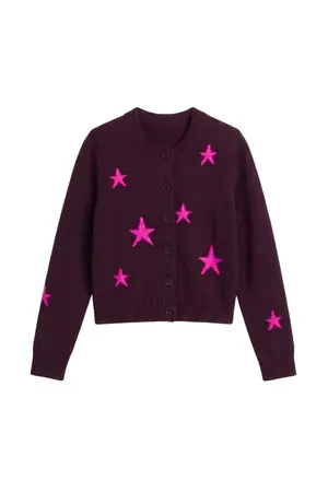 Chinti & Parker Wool-cashmere Star Round-neck Sweater - Aubergine
