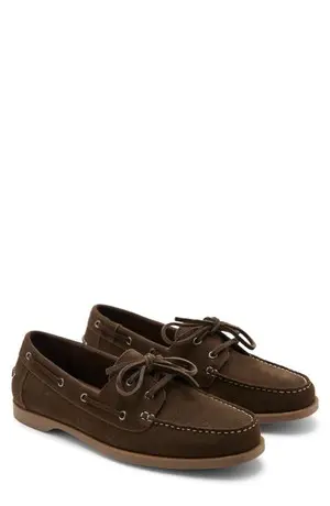 Mango Suede Boat Shoes With Lace Up Closure - Brown