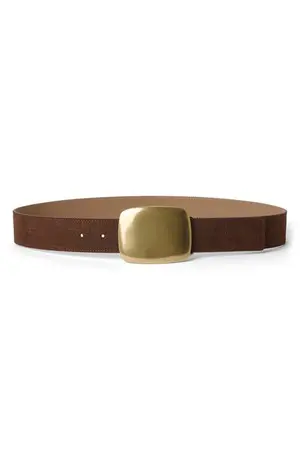 B-low The Belt B-Low The Belt Leighton Croc Embossed Leather Belt Brunette Brass