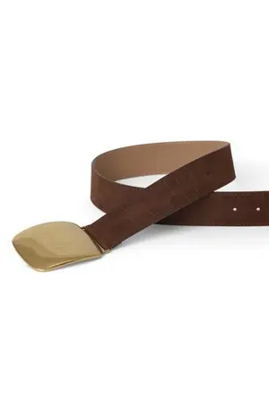 B-low The Belt Leighton Croc Embossed Leather Belt - Brunette Brass