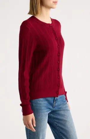 Rag & Bone Rhodes Wool Crewneck Cardigan - Pomegranite