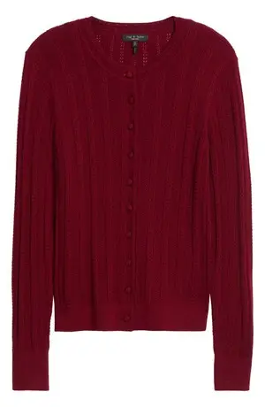 Rag & Bone Rhodes Wool Crewneck Cardigan - Pomegranite
