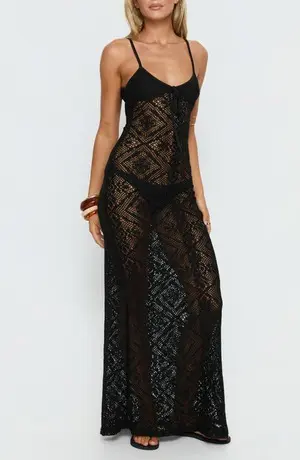 Princess Polly Eminent Semisheer Open Stitch Maxi Dress