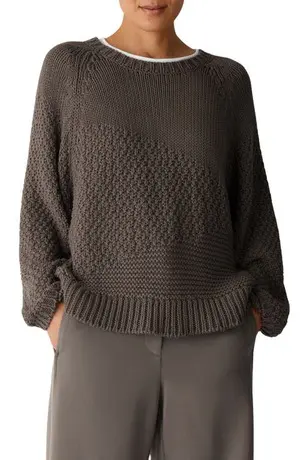 Eileen Fisher Organic Cotton Chunky Sweater - Cobblestone