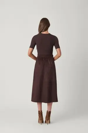Shoshanna Suede Knit Mixed Media Mimi Dress