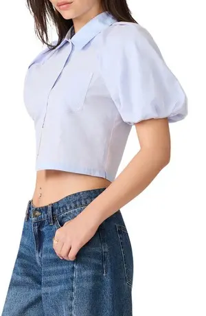 Steve Madden Reece Puff Sleeve Crop Shirt