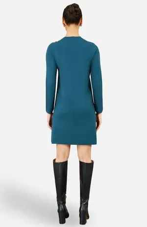 YUMI Long Sleeve Knitted Tunic Dress - Teal