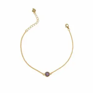 LABANTE LONDON Amethyst Glow 18k Gold Plated Sterling Silver Stackable Bracelet - Purple