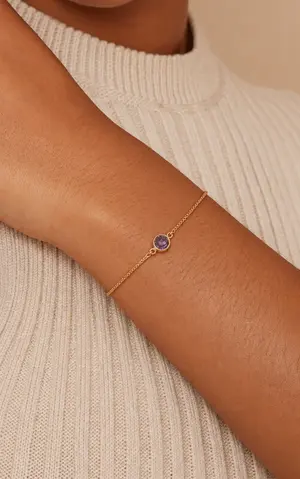 LABANTE LONDON Amethyst Glow 18k Gold Plated Sterling Silver Stackable Bracelet