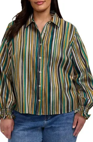 Foxcroft Vivienne Stripe Cotton Poplin Button-up Shirt