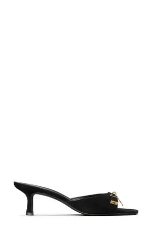 Tory Burch Lock Kitten Heel Sandal - Perfect Black/silver