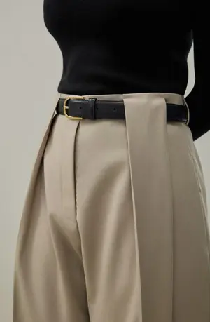 Lilysilk Box Pleated Silk-wool Wide Leg Trousers
