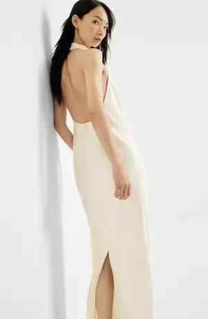 Brunello Cucinelli Silk Satin Halterneck Dress