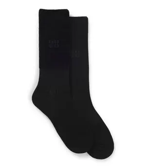 Hugo Two-pack Of Ribbed Cotton Socks In Velvet Yarn