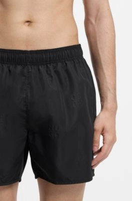 Hugo Swim Shorts With All-over Stacked Logos