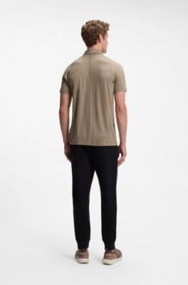 BOSS Wool-blend Slim-fit Polo Shirt With Concealed Placket