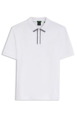 BOSS Striped-trim Polo Shirt In Interlock Cotton