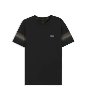 BOSS Active Slim-fit T-shirt With Sleeve Stripes - Black