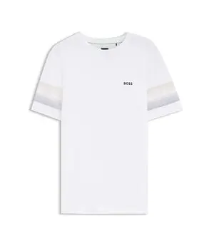 BOSS Active Slim-fit T-shirt With Sleeve Stripes - White