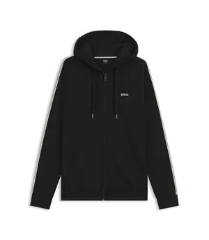 BOSS Cotton Full-zip Hoodie With Striped Sleeves