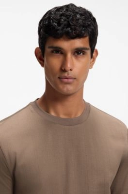 BOSS Corduroy-jacquard T-shirt In Mercerized Cotton