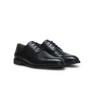 Hugo Derby Shoes In Smooth Leather With Embossed Logo - Black