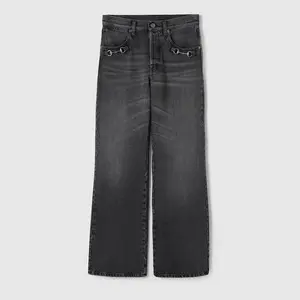 Gucci Cotton Denim Pants With Horsebit