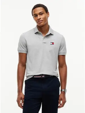 Tommy Hilfiger Regular Fit Flag Logo Polo - Light Grey Heather