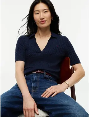 Tommy Hilfiger Short-sleeve Cable Knit Sweater Polo
