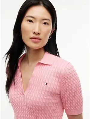 Tommy Hilfiger Short-sleeve Cable Knit Sweater Polo