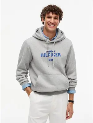 Tommy Hilfiger Classic Logo Hoodie - Light Grey Heather