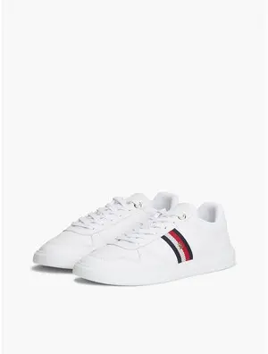 Tommy Hilfiger Signature Stripe Leather Court Sneaker - White