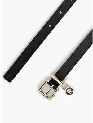 Tommy Hilfiger Monogram Padlock Charm Leather Belt