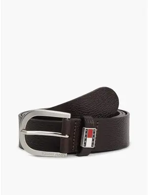 Tommy Hilfiger Round Buckle Leather Belt - Dark Brown