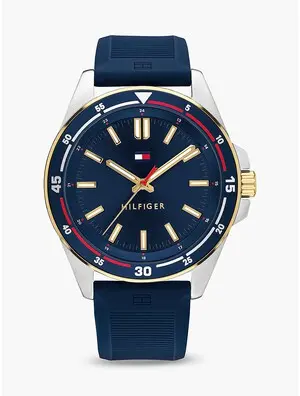 Tommy Hilfiger 44mm Silicone Strap Casual Nautical Watch - Navy