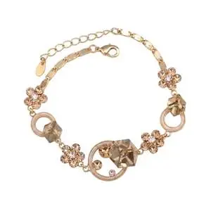 MODENAIRE Tone Crystal Daisy Flower Bracelet Adjustable Bangle