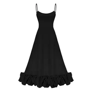 POST MERIDIEM Flounce Bustier Midi Dress - Black