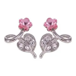 MODENAIRE Flower Crystal Drop Earrings For - Pink
