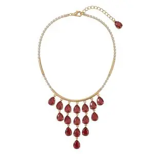 MODENAIRE Gold Tone Apple Crystal Necklace And Earring Set - Red