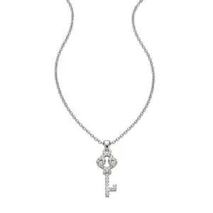 MODENAIRE Rhinestone Key Pendant Necklace - Silver