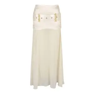 MODENAIRE Elegant Sheer High-waist Half Skirt With Flowing Silhouette - Yellow