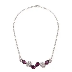 MODENAIRE Amethyst Crystal Drop Pendant Necklace - Silver