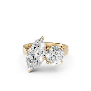 AYA FINE JEWELRY 3.81 Carat Marquise And Round Diamond Statement Ring In 14k Gold - Yellow
