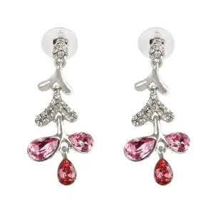 MODENAIRE Elegant Drop Earrings With Sparkling Gem Accents - Pink