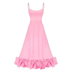 POST MERIDIEM Flounce Bustier Midi Dress - Pink