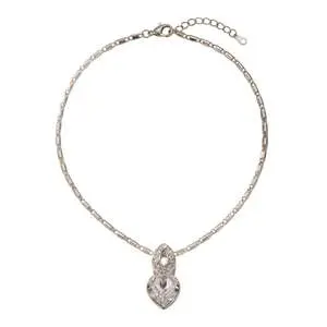 MODENAIRE Tone Crystal Heart Pendant Necklace - Silver
