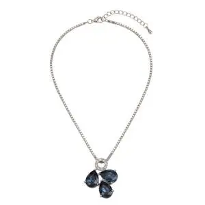 MODENAIRE Sapphire Teardrop Trio Cluster Pendant Necklace - Silver