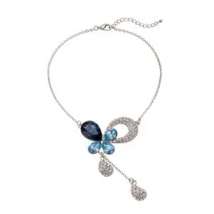 MODENAIRE Teardrop Crystal Pendant Necklace - Blue