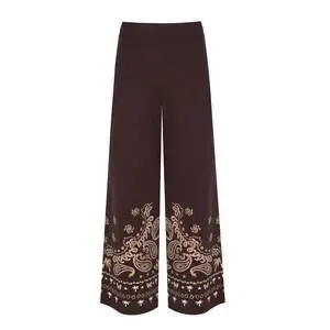 Loveist Store Caprica Paisley Knit Wide-leg Trousers - Brown