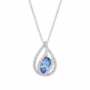 MODENAIRE Crystal Orb Cage Pendant Necklace - Blue